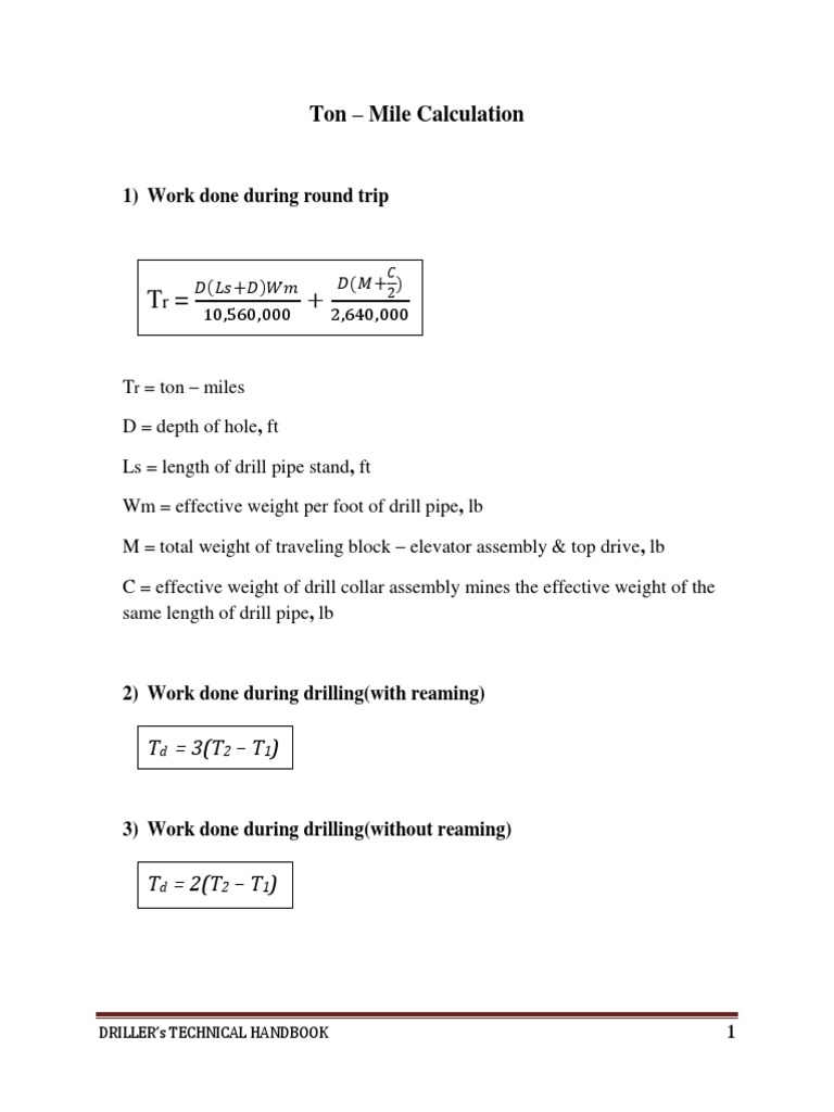 Ton-Mile Calculation for Drilling Operations | PDF | Nature