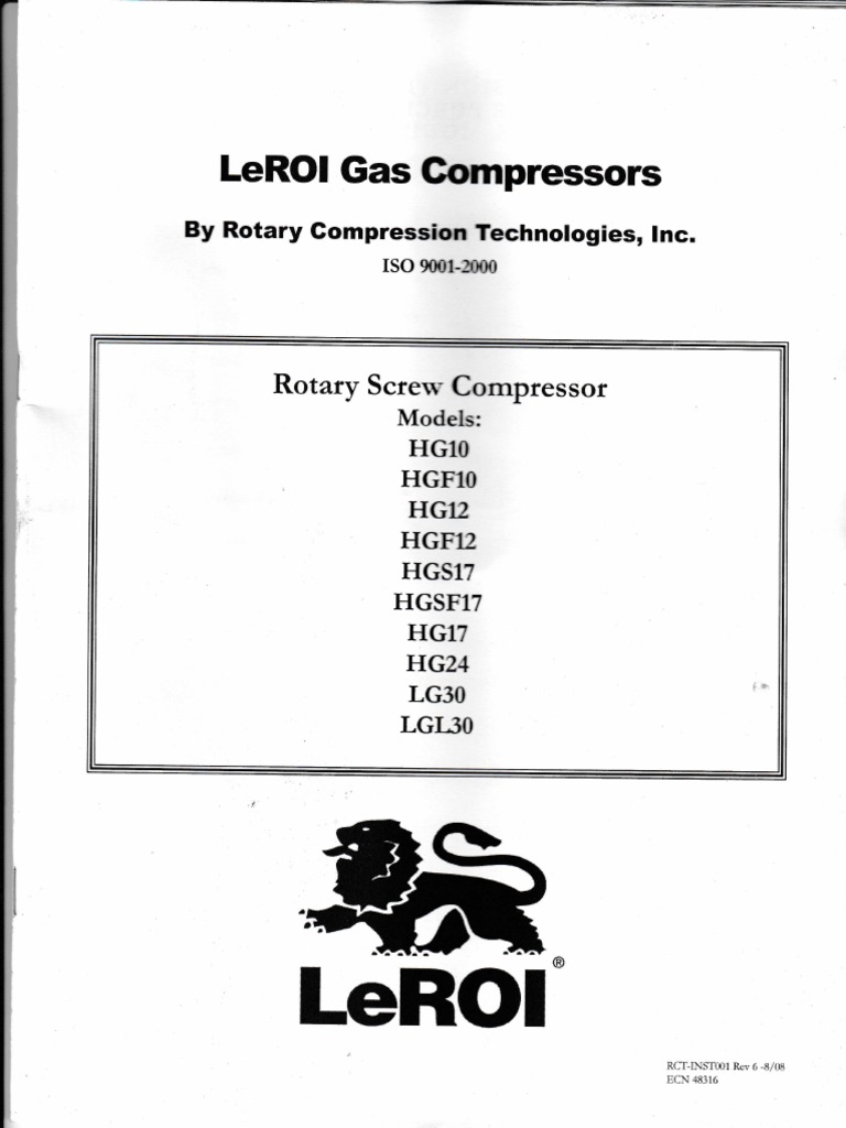 Leroi Rotary Screw Compressor | PDF | Valve | Machines