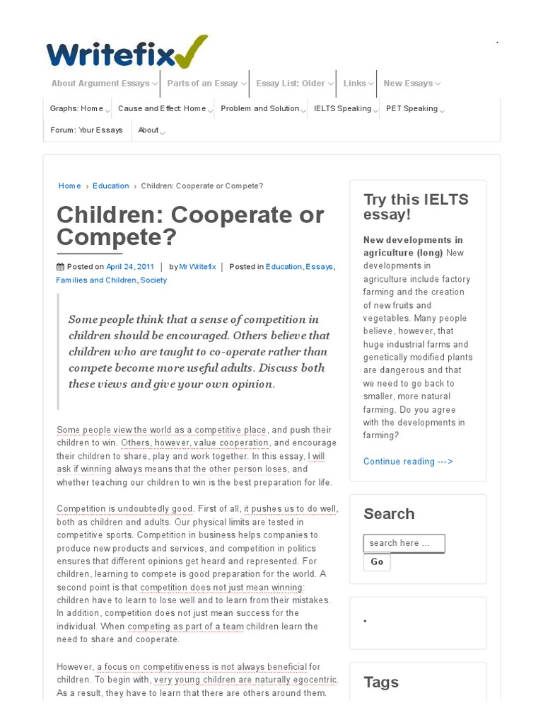 Children - Cooperate or Compete - Writefix PDF | PDF | Competition ...
