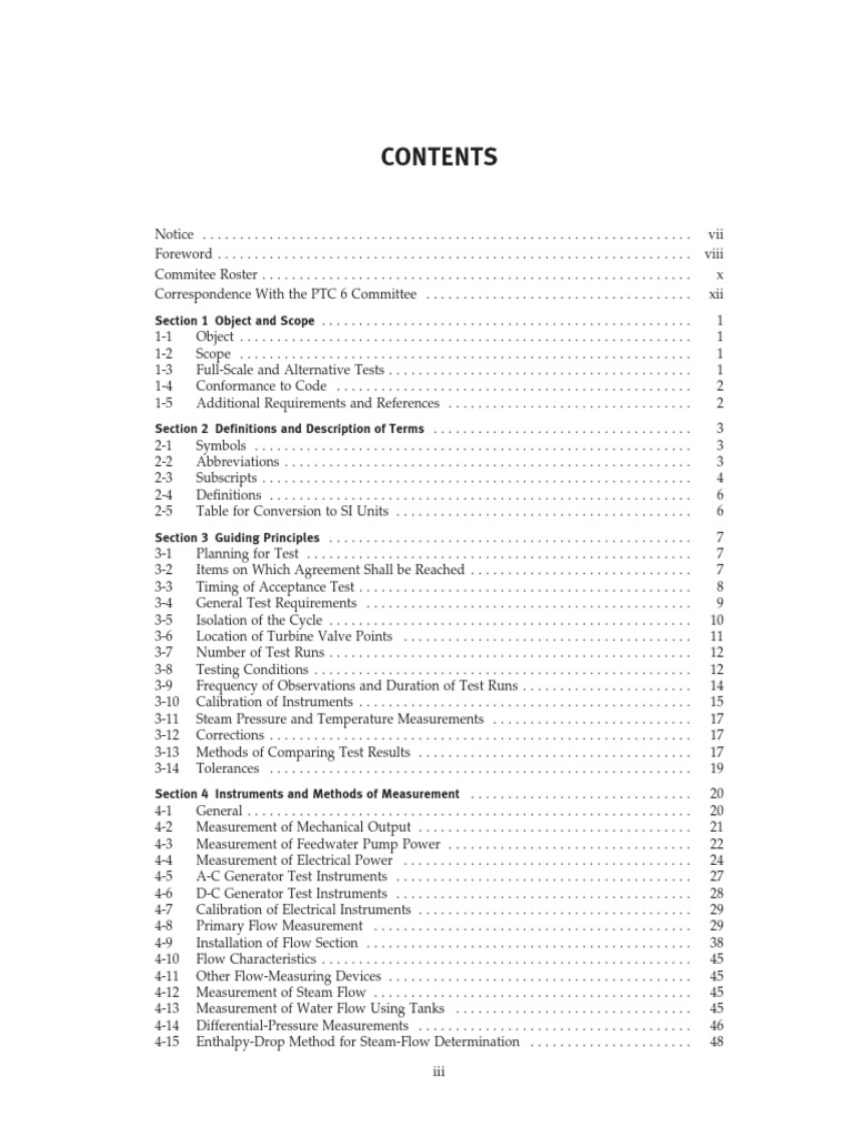 Toc Asme PTC 6 2004 | PDF | Physical Quantities | Power (Physics)