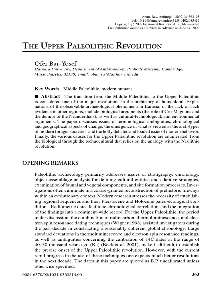 Bar-Yosef - 2002 Neolithic Revolution | PDF | Paleolithic | Stone Age