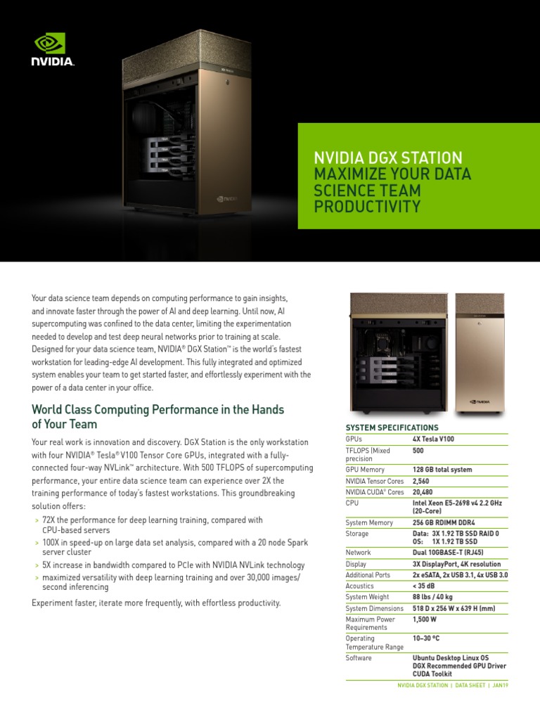 Nvidia DGX Station Datasheet PDF | PDF | Graphics Processing Unit | Supercomputer