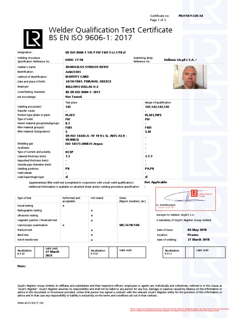 Welder Qualification Test Certificate: Weld Test Details, 54% OFF