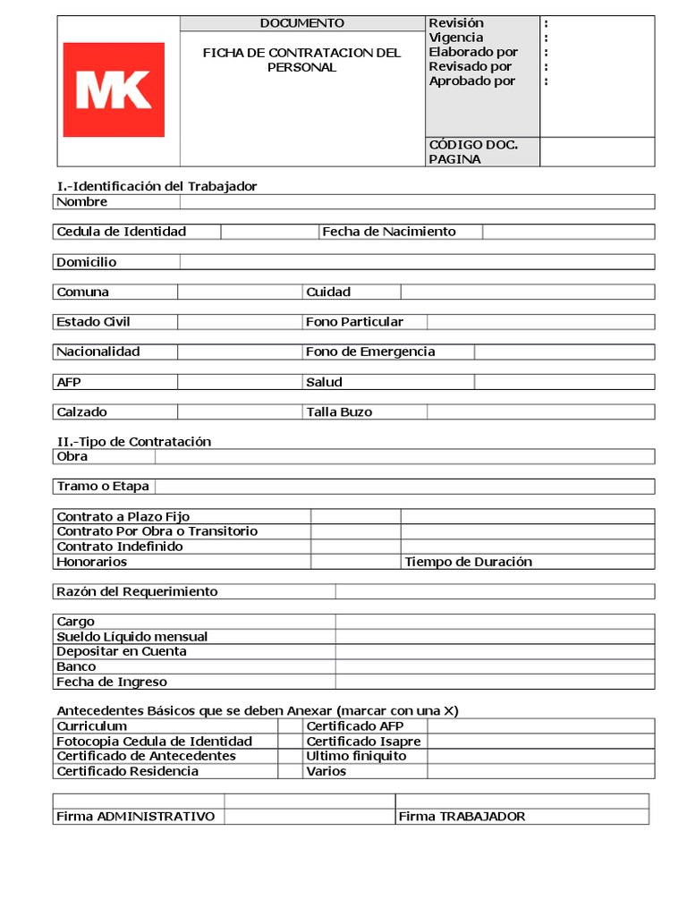 Ficha Contratación | PDF