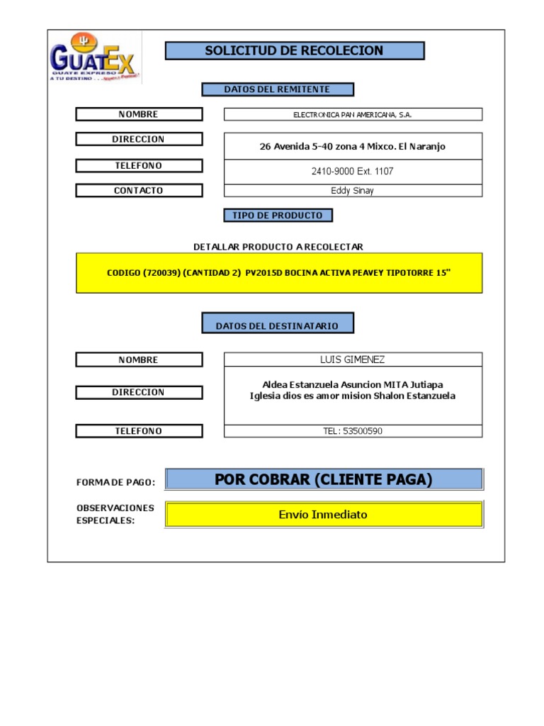 Formato Recoleccion Guatex..... | PDF
