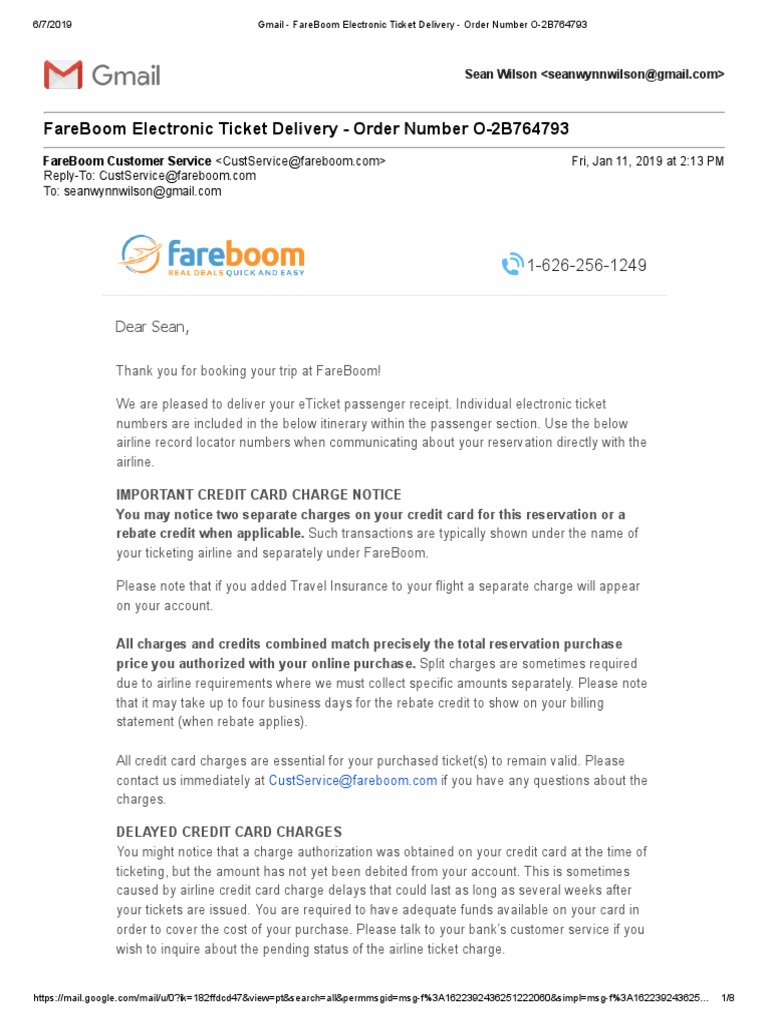 FareBoom eTicket & Itinerary Details | PDF | Credit Card | Travel Visa