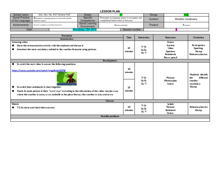 Lesson Plan Cte | PDF | Lesson Plan | Vocabulary