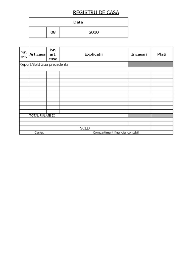 Registru Casa - Model | PDF