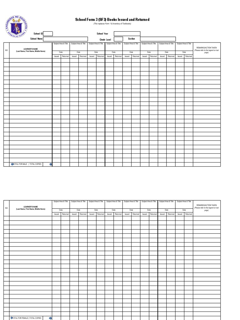 School Form 3 Textbook Issuance Log | PDF | Written Communication