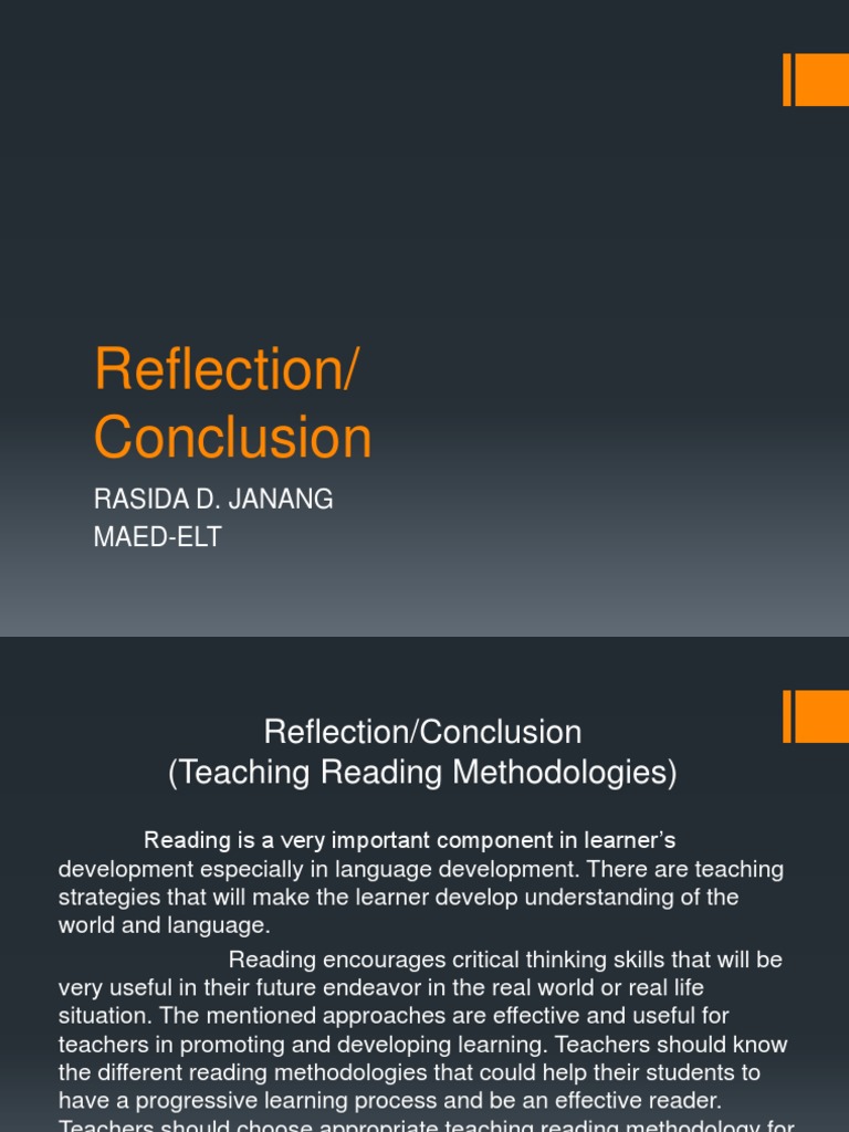 Reflection/ Conclusion: Rasida D. Janang Maed-Elt | PDF | Reading ...