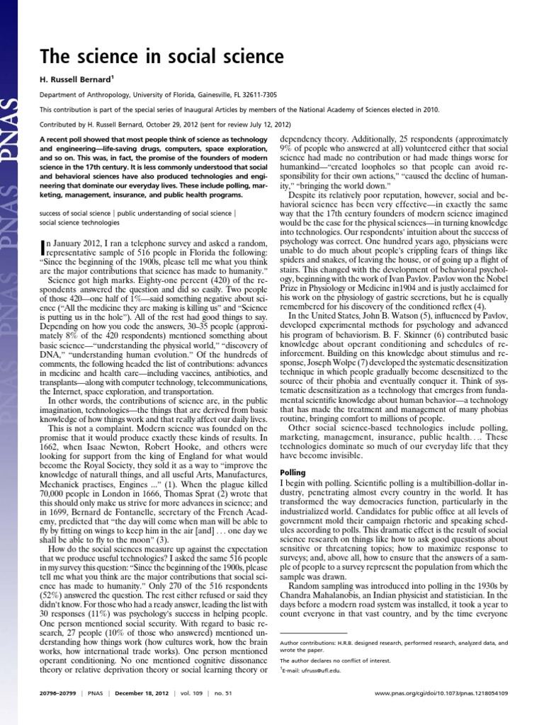 The Science in Social Science PDF | PDF | Science