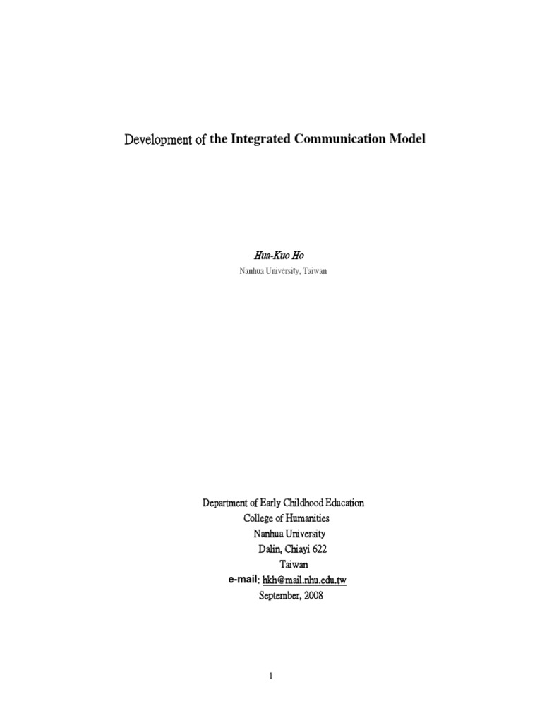 Development of The Integrated Communication Model: Hua-Kuo Ho | PDF ...