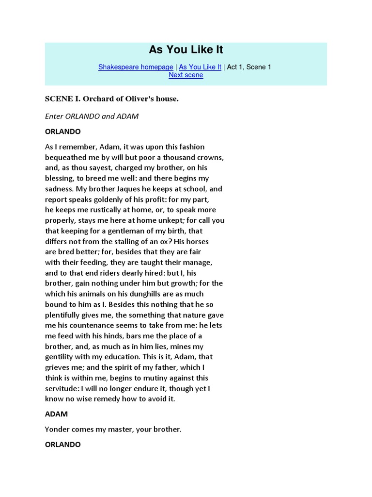 As You Like It | PDF | As You Like It