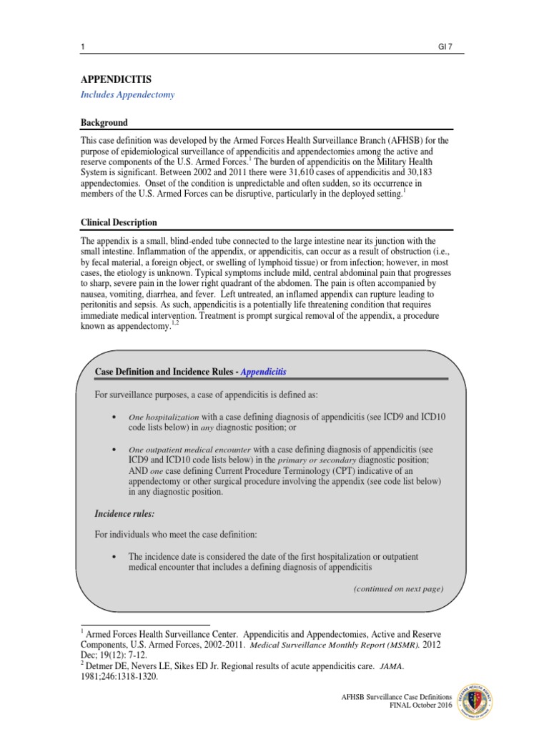 Includes Appendectomy: Appendicitis | PDF | Epidemiology | Medical ...