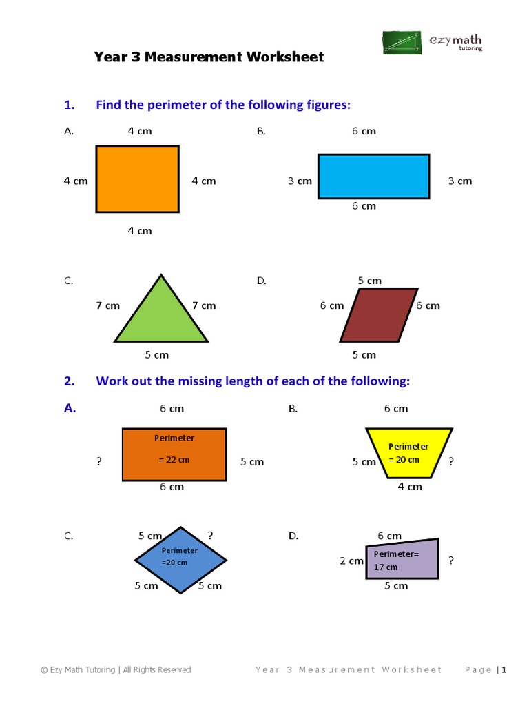 Year 3 Measurement Worksheet | PDF | Teaching Mathematics