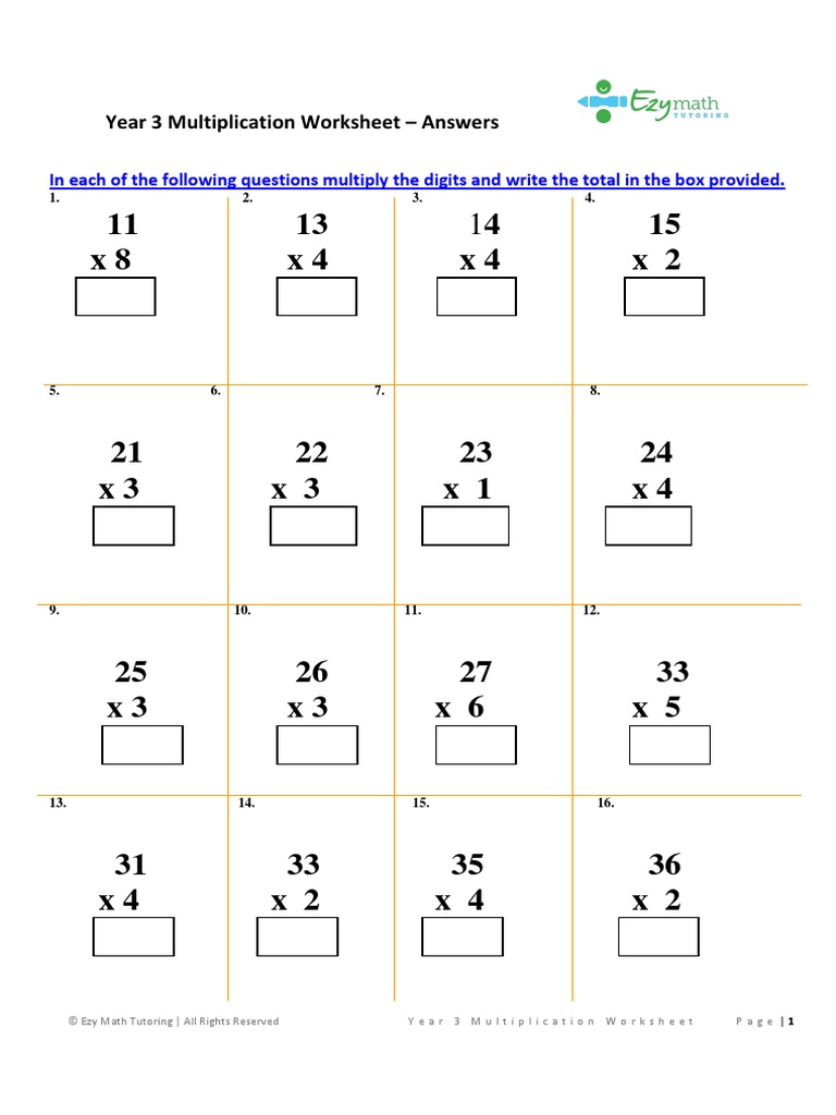 Year 3 Multiplication Worksheet | PDF | Leisure | Sports
