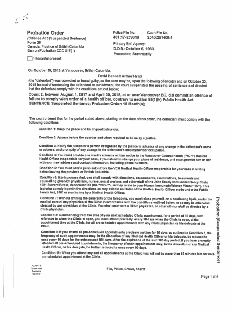 Release Conditions For David Hynd | PDF