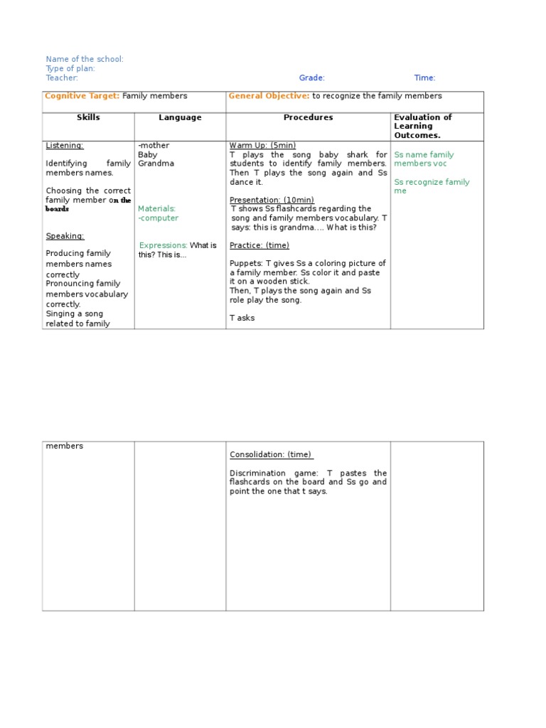 Lesson Plan Baby Shark | PDF | Language Arts & Discipline