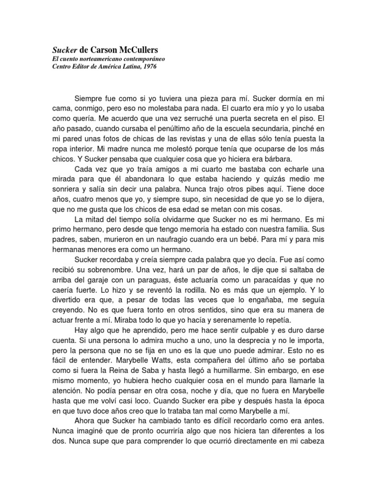 Sucker de Carson McCullers | PDF | Ocio