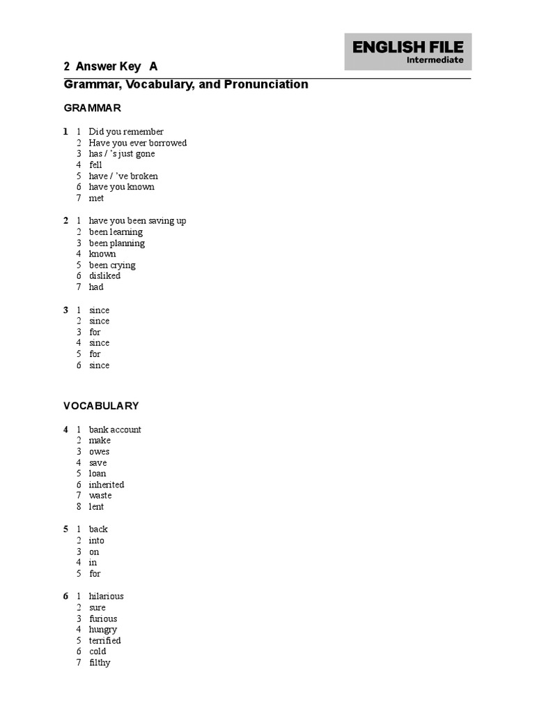 English Language Skills Answer Key | PDF | Vocabulary | Question