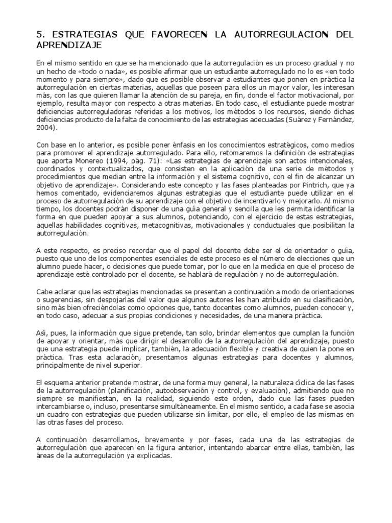 Estrategias de Autorregulación | PDF | Evaluación | Aprendizaje