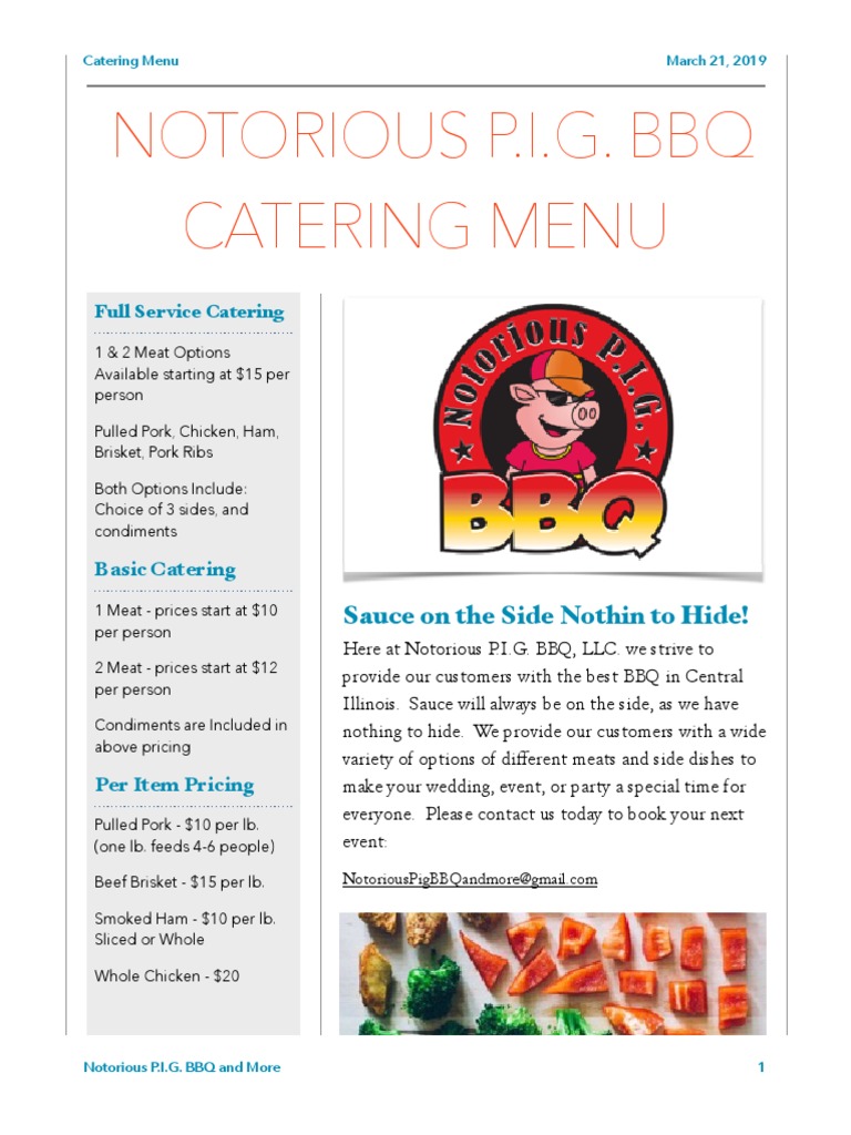 Full Catering Menu PDF | Download Free PDF | Barbecue | Pork