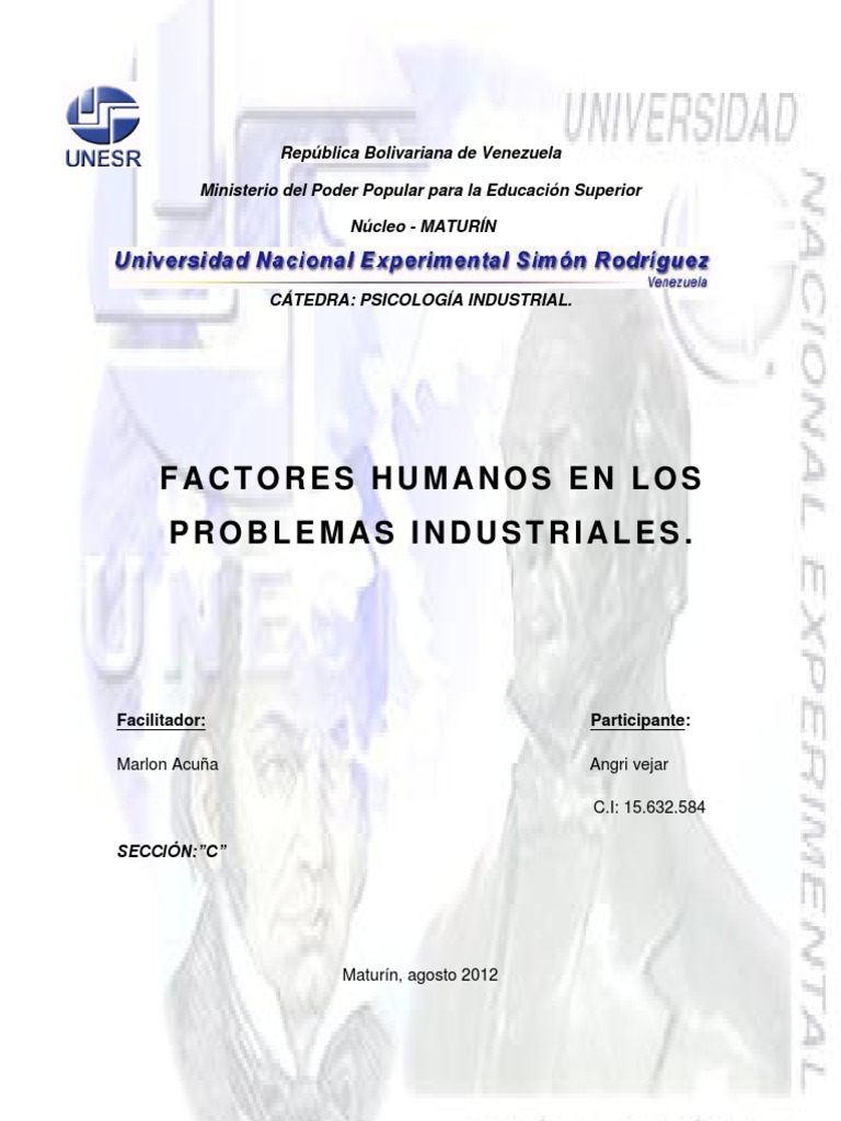 Factores Humanos en Los Problemas Industriales | PDF | Factores humanos ...