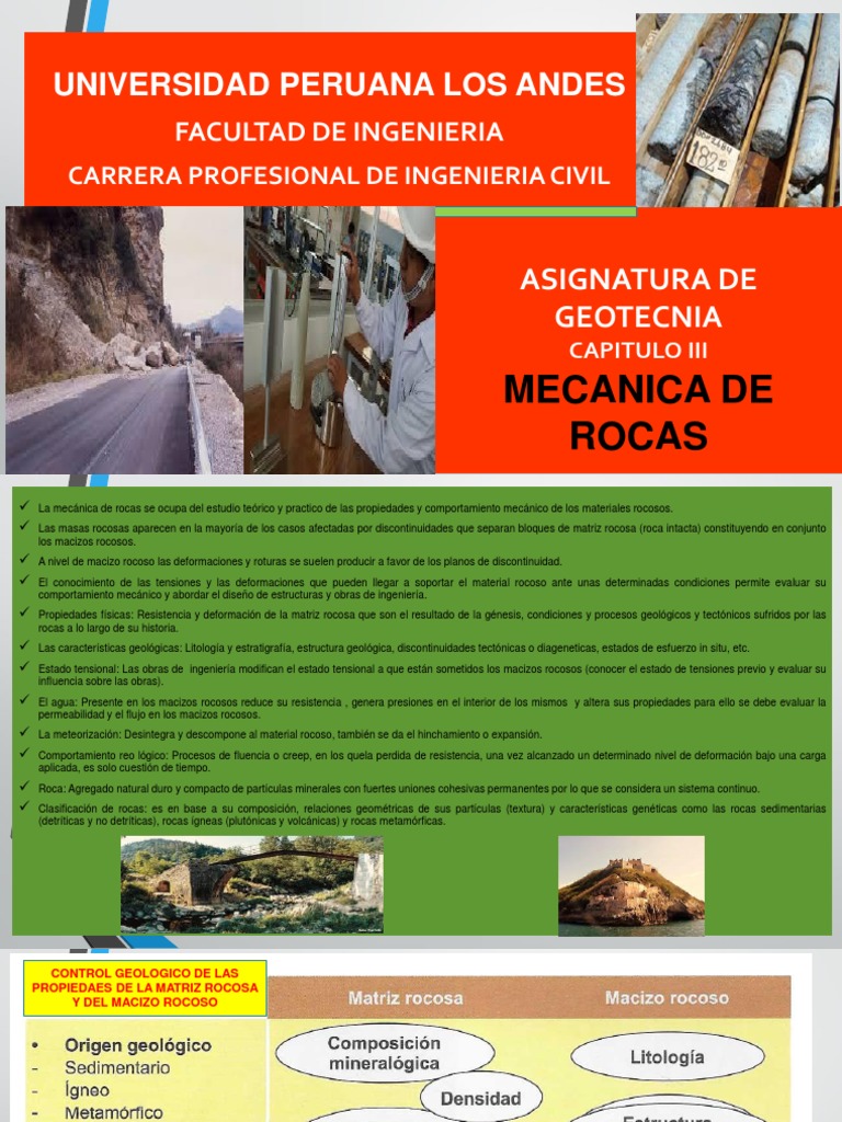Clase III Mecanica de Rocas Geotecnia | PDF | Roca (geología) | Estrés ...
