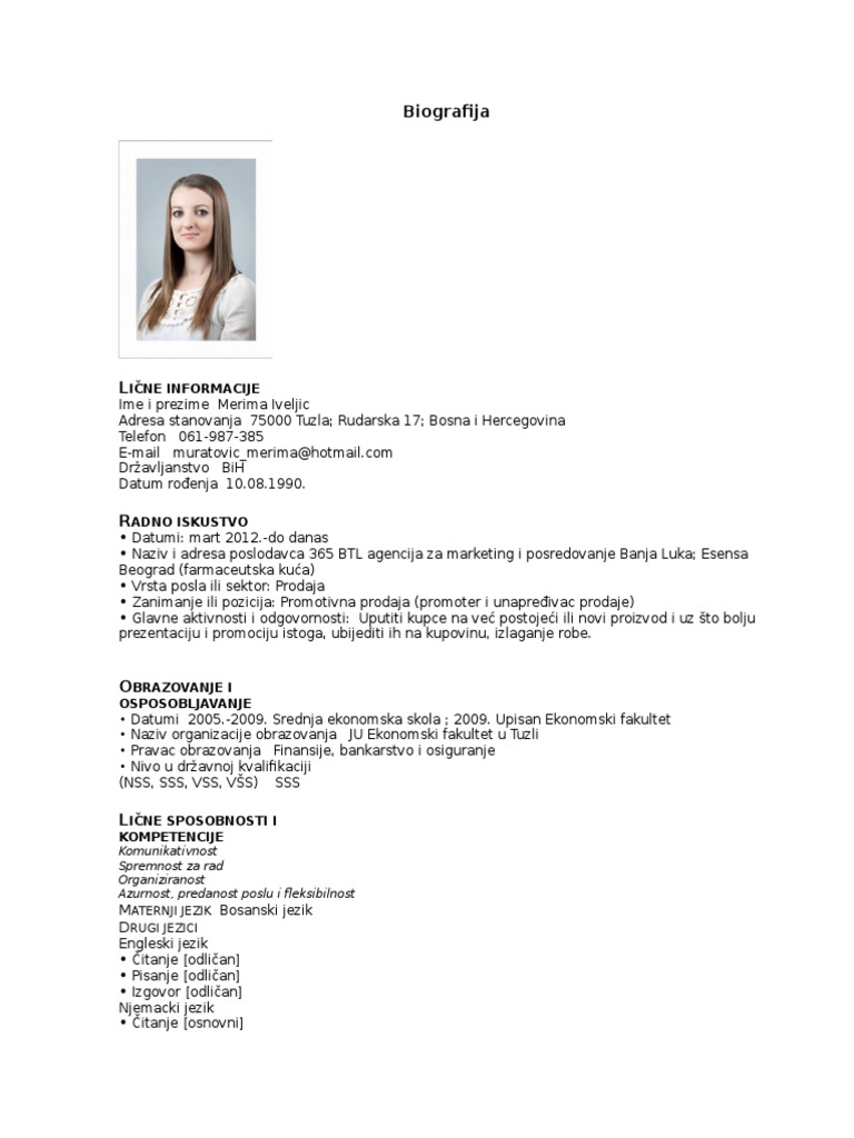 105 Evropski Format CV | PDF