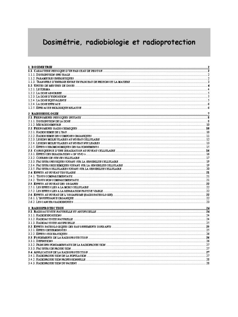 Dosimétrie et Radioprotection Essentielle | PDF | Dose absorbée ...