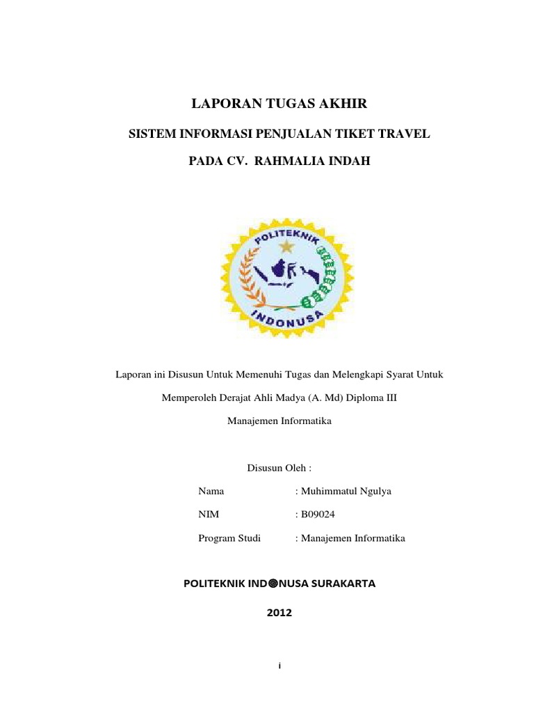 Cover Laporan Tugas Akhir | PDF