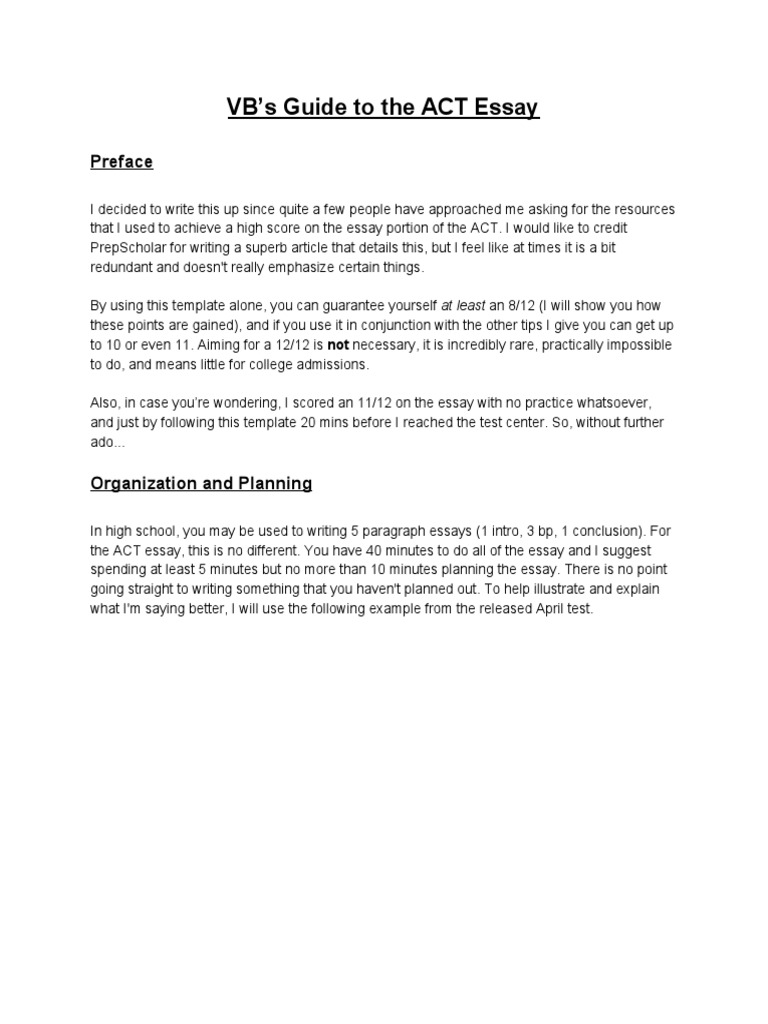 ACT Essay High-Scoring Guide | PDF | Essays | Paragraph