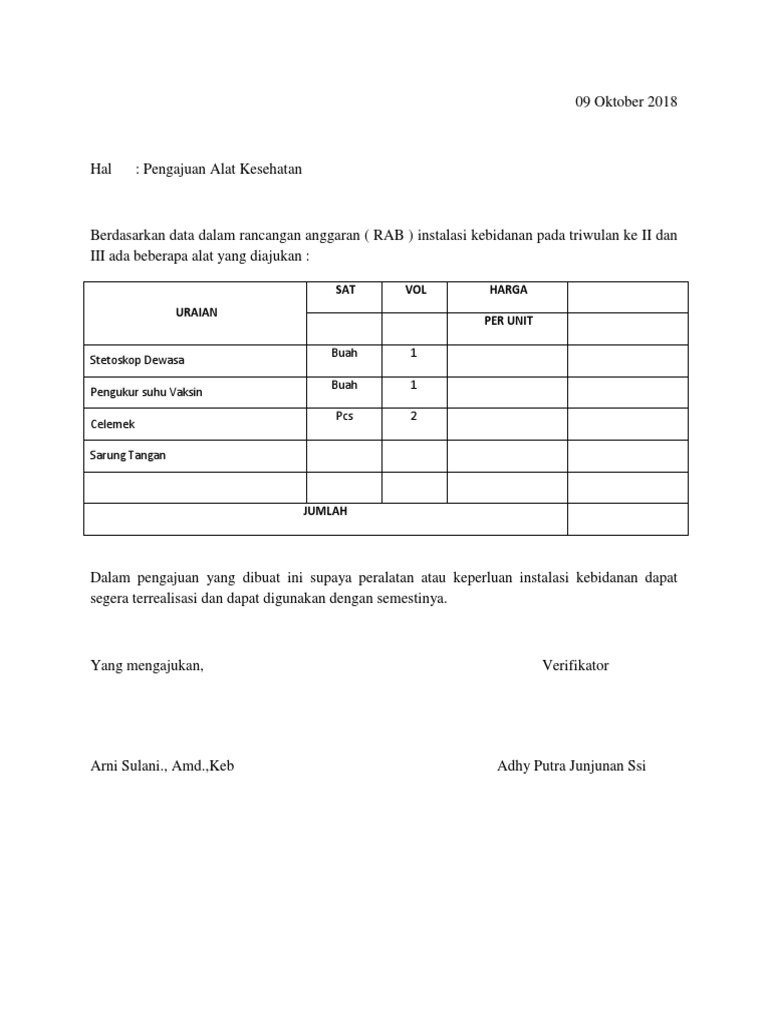 Pengajuan RAB KIA | PDF