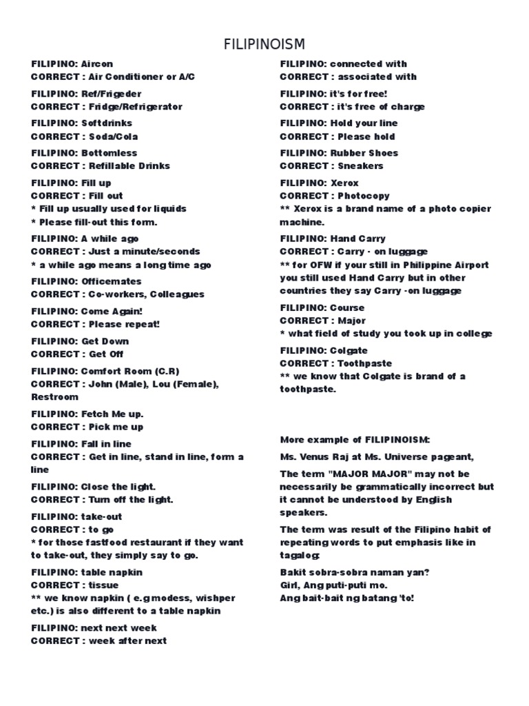 02 Examples of Filipinoism | Tagalog Language