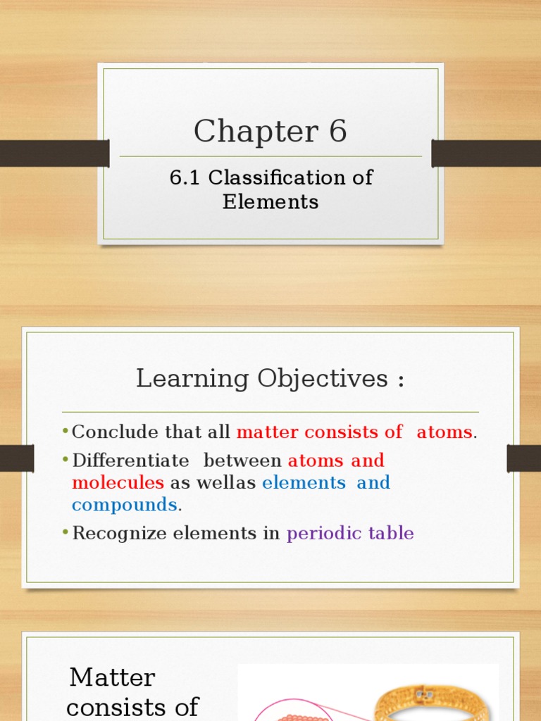 6.1 Classification of Elements | PDF | Atoms | Chemical Elements