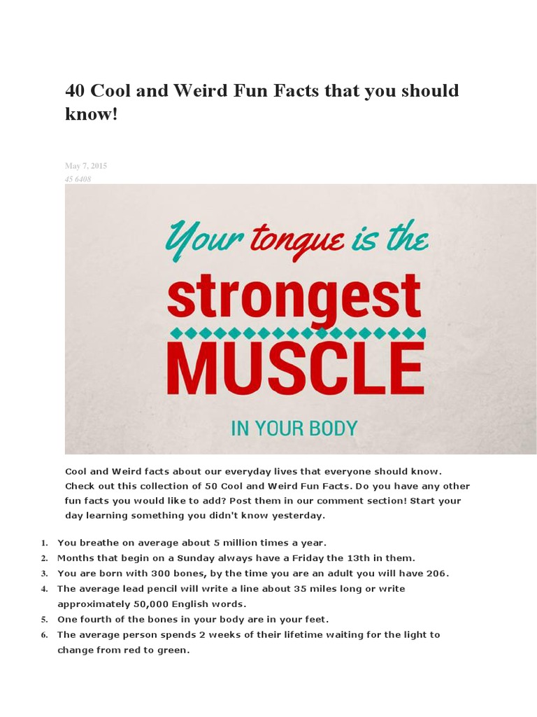 40 Cool and Weird Fun Facts That You Should Know | PDF | Nature