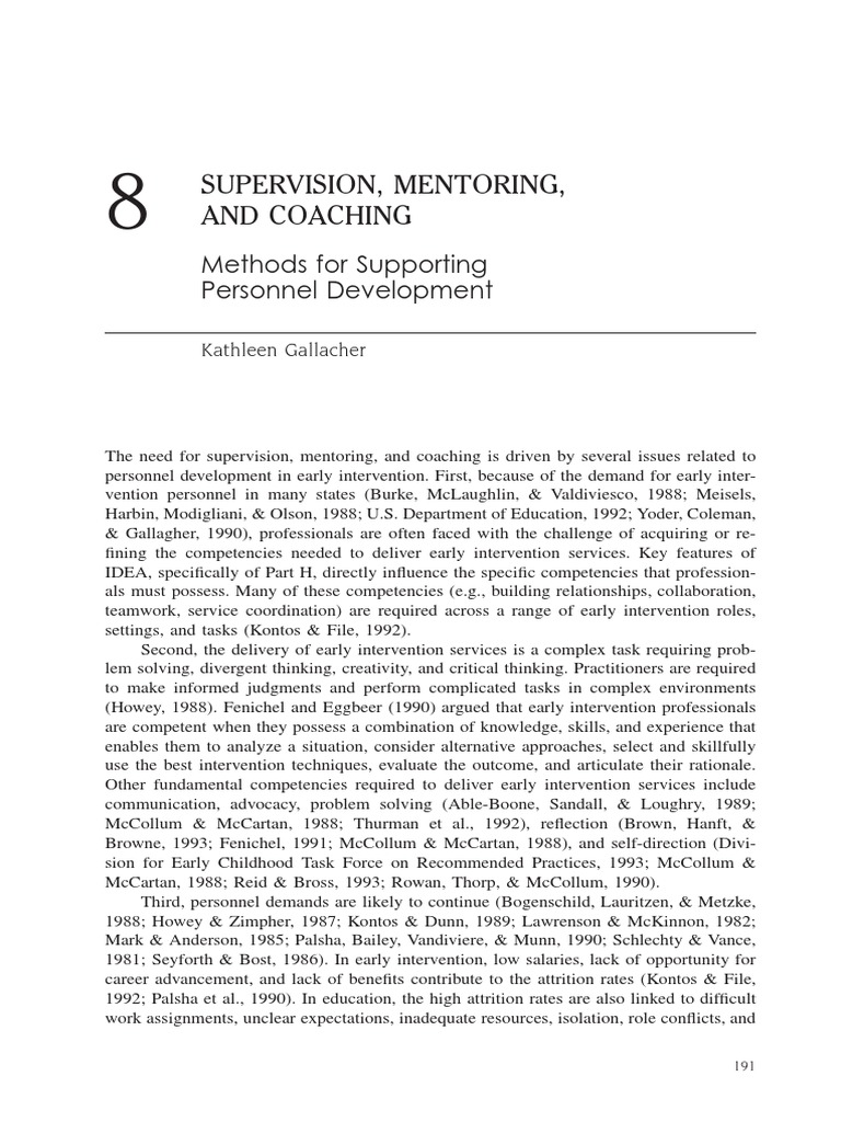 Mentoring and Coaching in Early Intervention | PDF | Mentorship ...