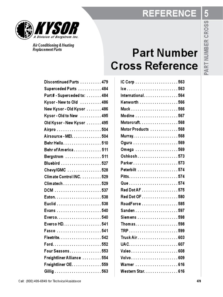 Kysor Parts Cross Reference Guide | PDF | Electric Vehicle ...