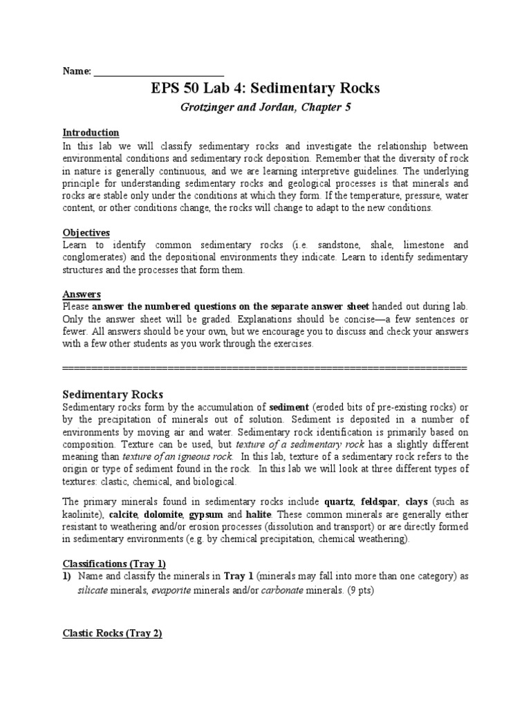 LAB 4 Sedimentary Rocks | PDF | Clastic Rock | Sedimentary Rock