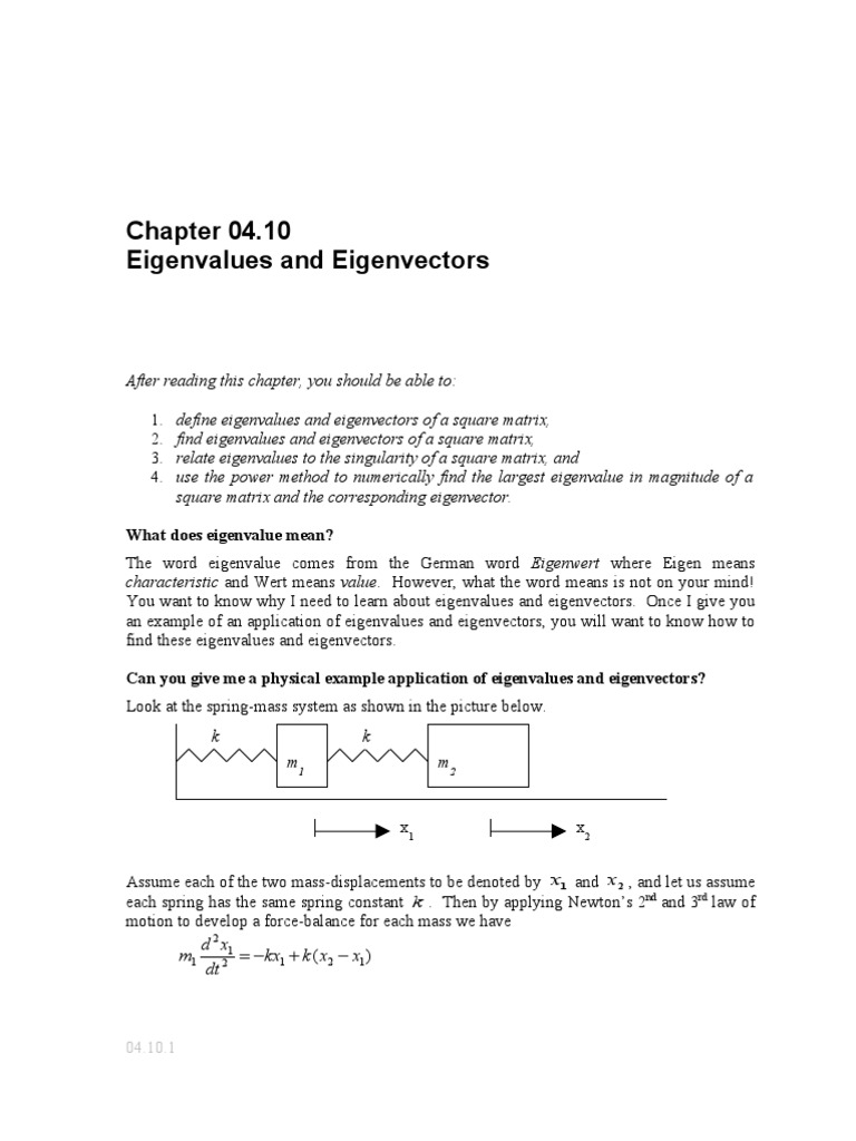 Chapter 04 Eigen Values | PDF | Eigenvalues And Eigenvectors | Functional Analysis