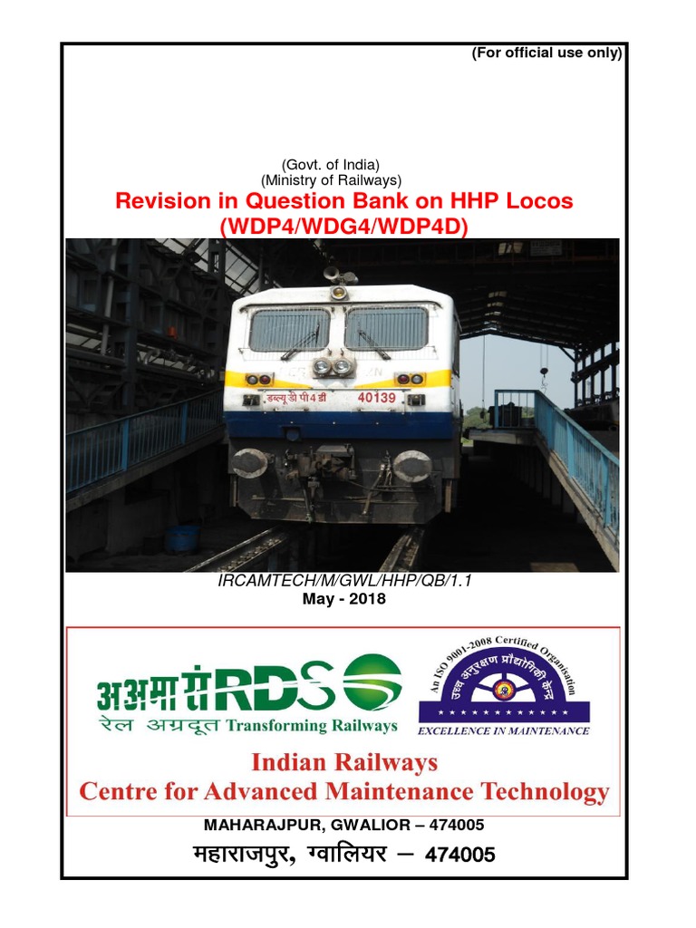 Revision in Question BANK On HHP Locos - WDP4 - WDG4 - WDG4D 31.05.2018 ...