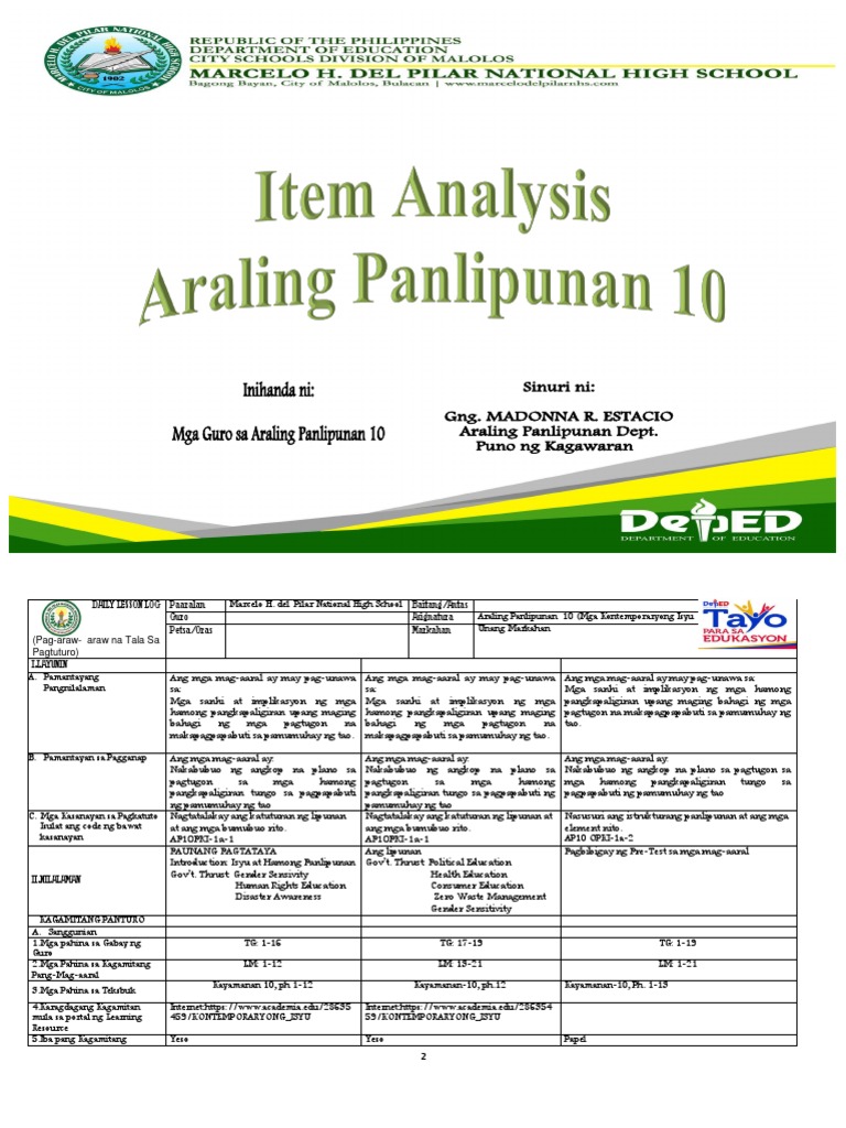 Daily Lesson Plan First Grading Period | PDF