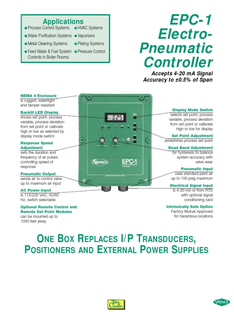 EPC-1 Electro-Pneumatic Controller: O B R I/P T, P E P S | PDF | Valve ...