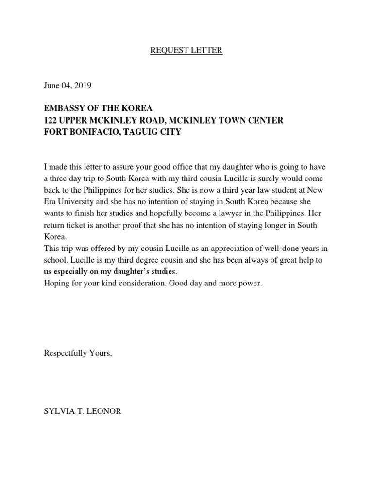 Request Letter Leonor | PDF