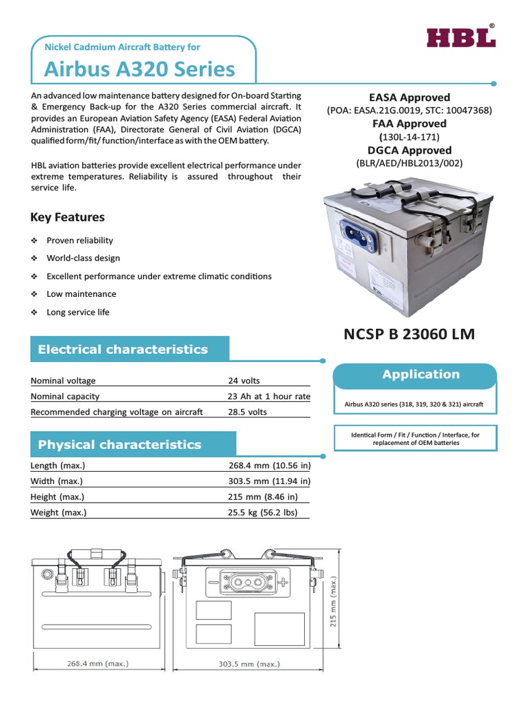 Battery For Airbus A320 | PDF | Electric Power | Electrical Engineering