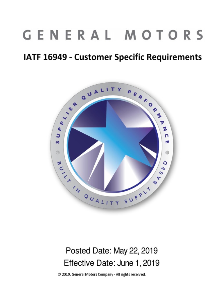 IATF 16949 GM CSR May 2019 - V4 1 | PDF | Audit | Quality Management System