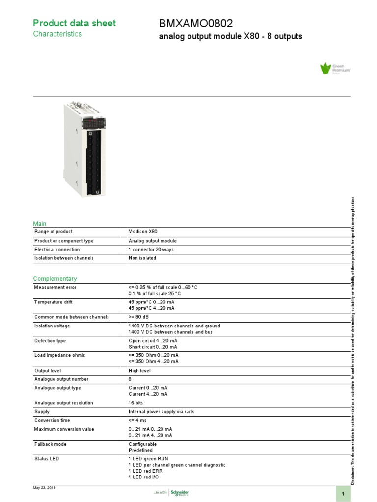 Modicon x80 I - Os - Bmxamo0802 | PDF | Power Supply | Electronics