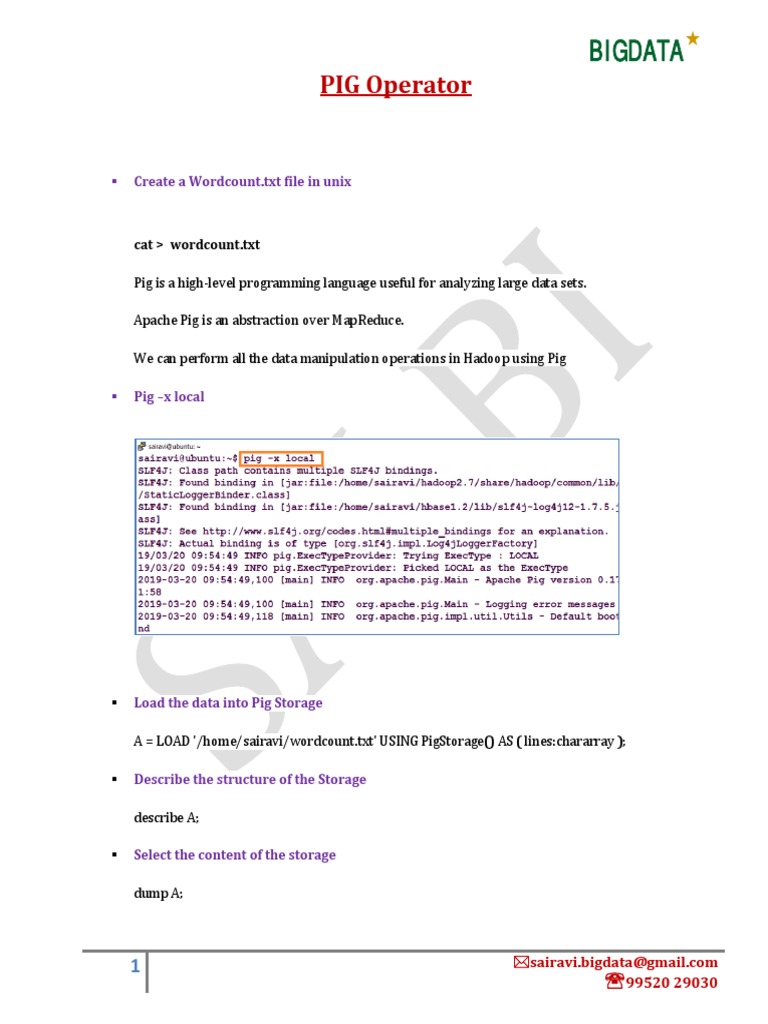 Sai PIG Practicals PDF | PDF | Apache Hadoop | Computer Programming