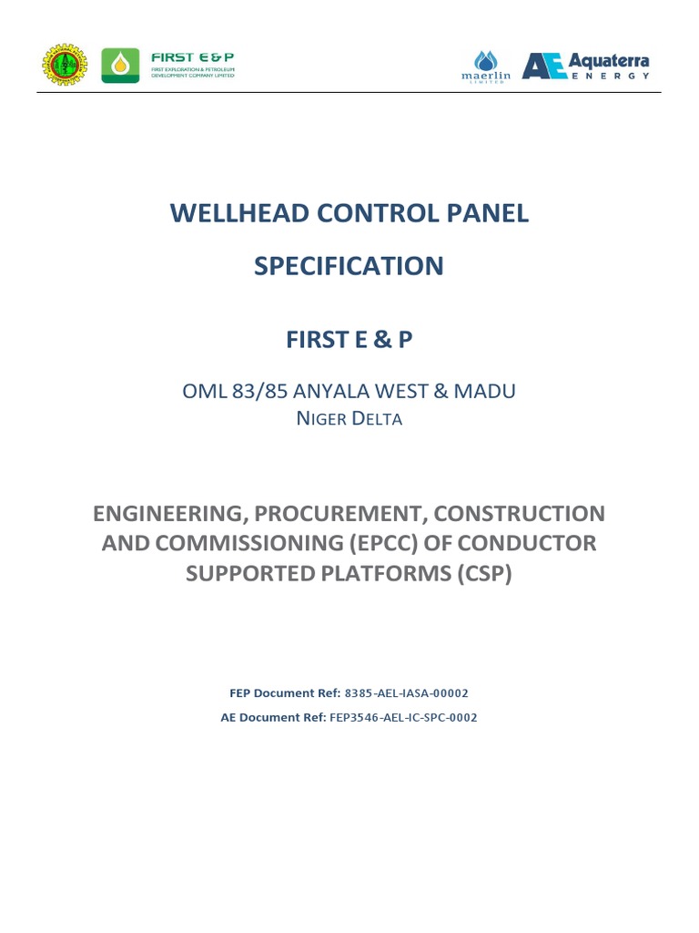 Wellhead Control Panel Specification Summary | PDF | Pipe (Fluid ...