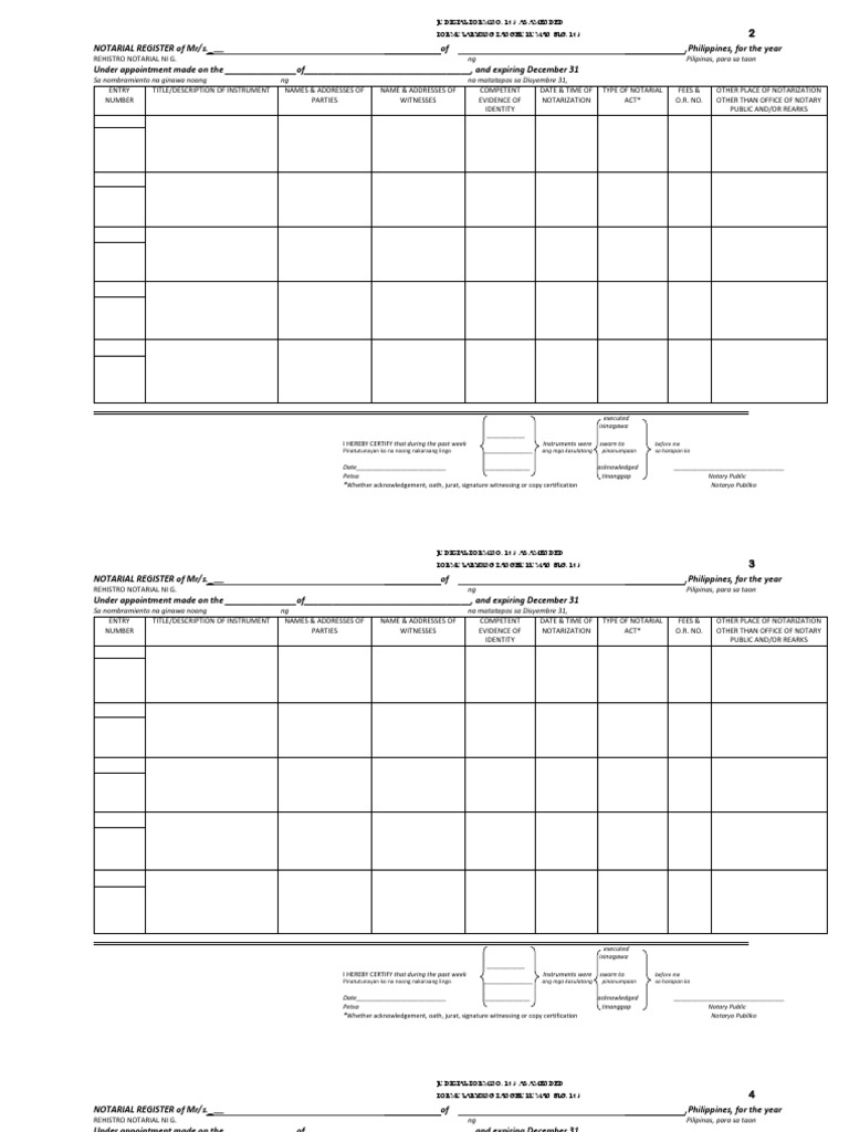 Notarial Register | PDF | Notary Public | Government And Personhood